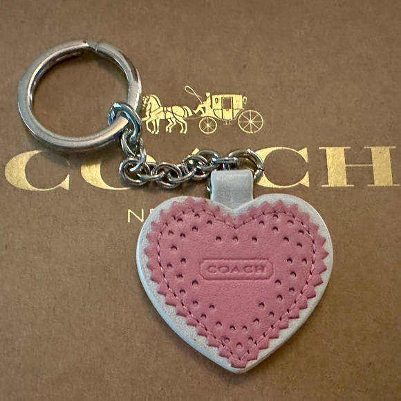 Coach | Accessories | Coach Pink Layered Leather Lace Heart Keychain ...